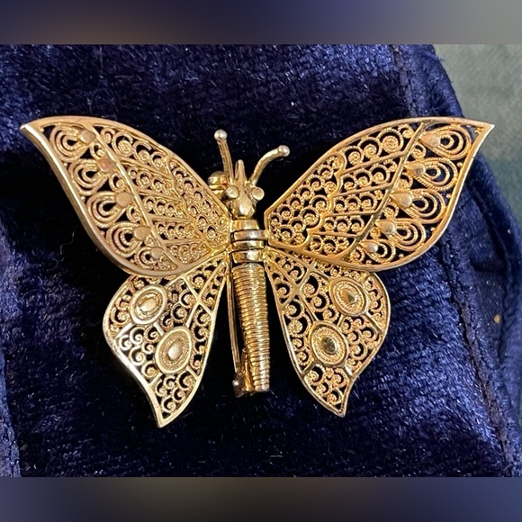 Jewelry | Vintage Sterling German Butterfly Brooch Pin Moveable Wings ...